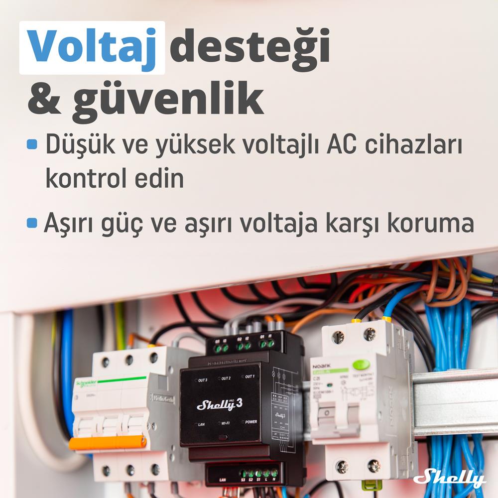 Shelly Pro 3 DIN Ray 3 Kanal Akıllı Röle
