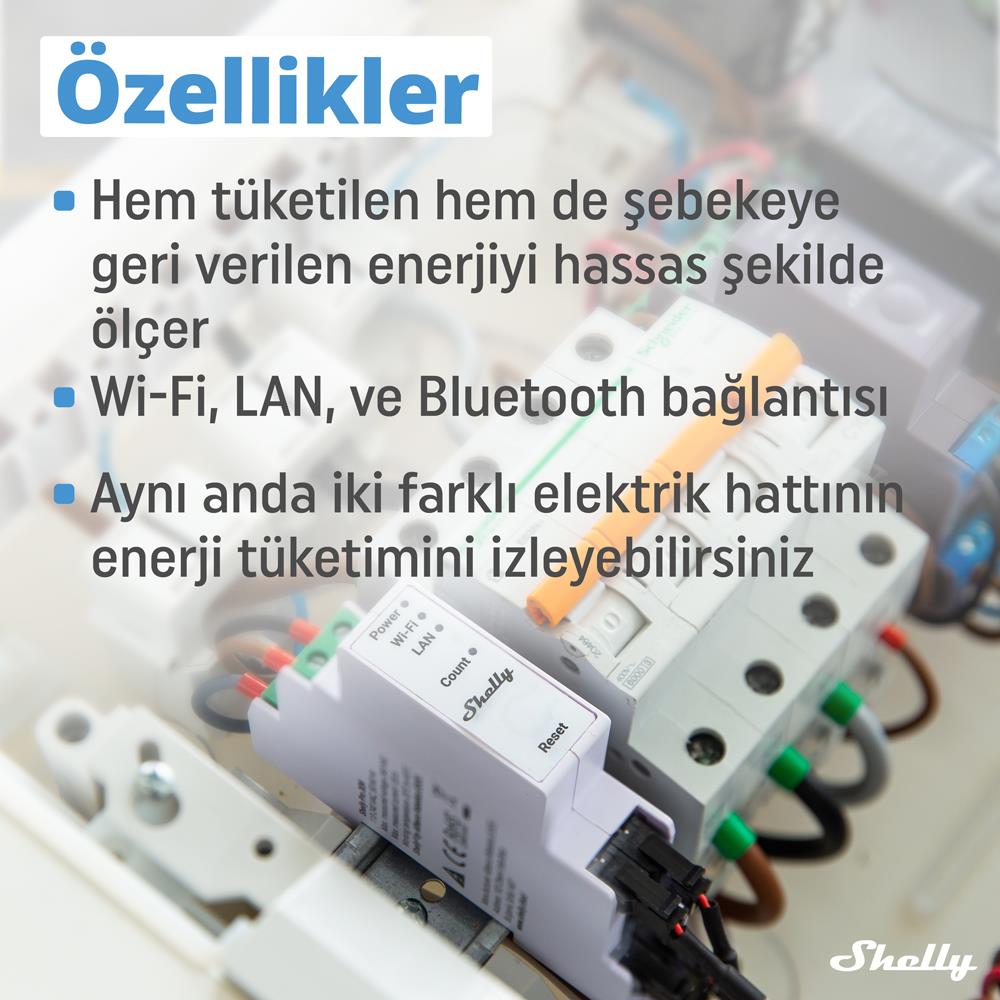 Shelly Pro 3EM 120A 3 Faz Enerji Ölçer